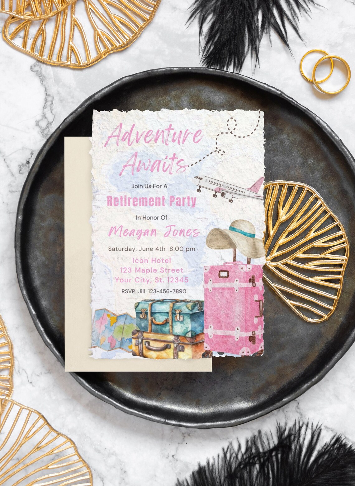 Travel Theme Retirement Invitation Template Adventure Awaits Retirement ...