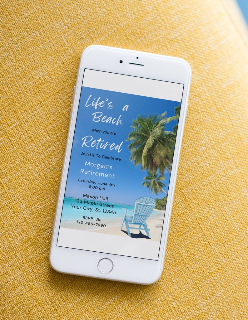 Editable Ocean Retirement Invitation Beach Retirement Party Retirement ...