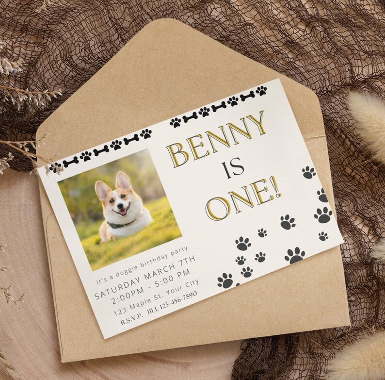 Editable Dog Birthday Invitation Template Puppy Party Invite Printable ...