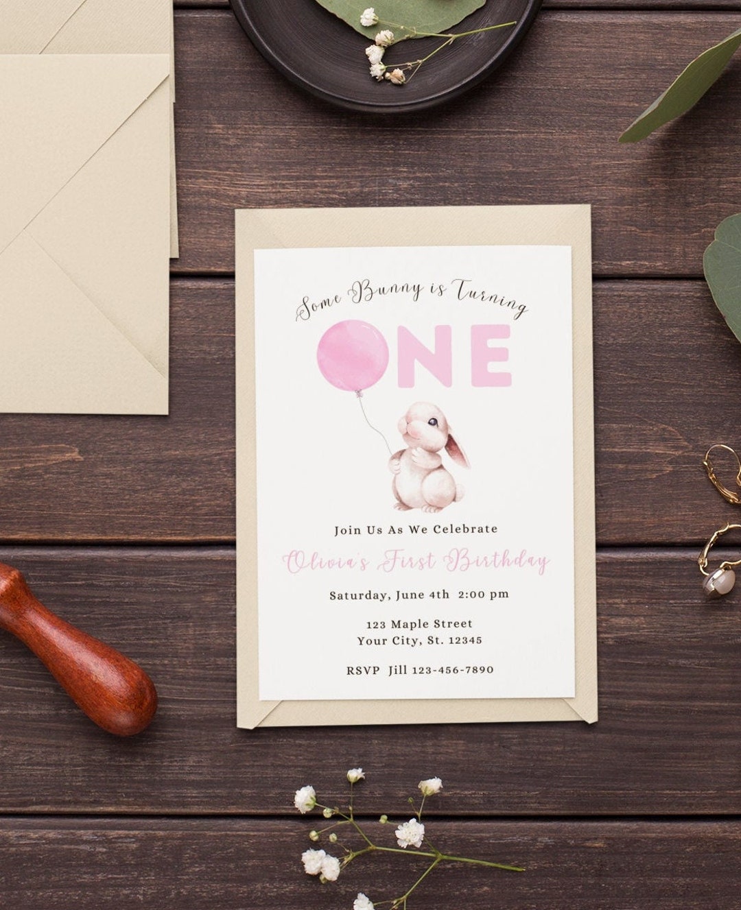 Editable First Birthday Invitation Template Some Bunny Birthday ...
