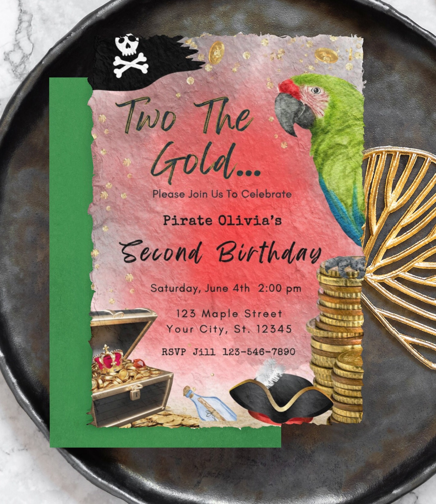 Editable Second Birthday Invitation Template Pirate Birthday Invite 2nd ...
