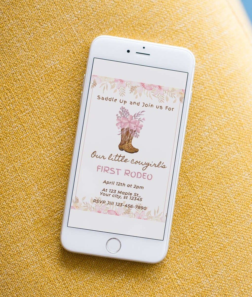 First Rodeo Birthday Invitation Template Editable Cowgirl Birthday ...
