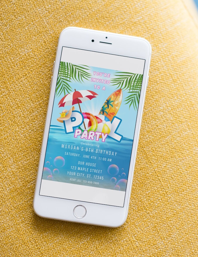 Editable Pool Party Invitation Template Tropical Splish Splash Pool ...