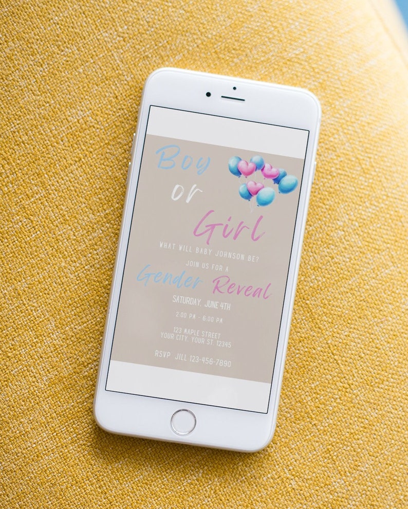 Gender Reveal Invitation Template, Modern Gender Reveal Party Invite ...