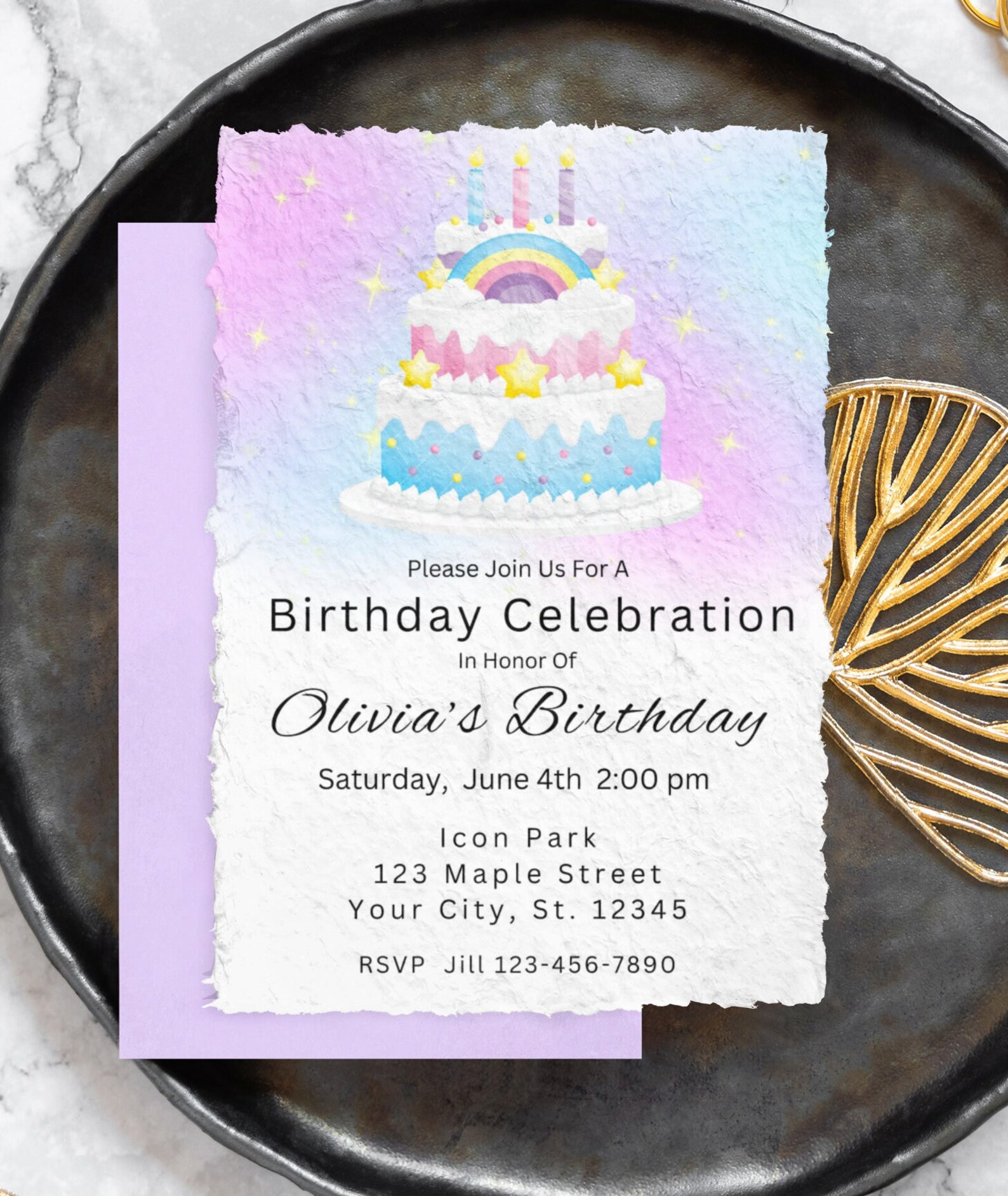 Pastel Rainbow Birthday Invitation Template Magical Birthday Invitation ...