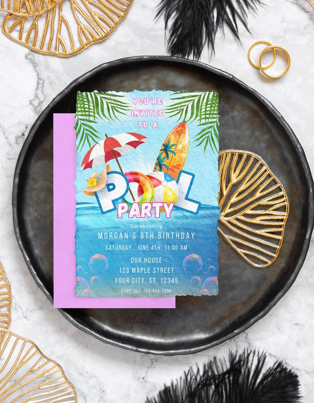 Editable Pool Party Invitation Pool Party Birthday Invitation Template ...