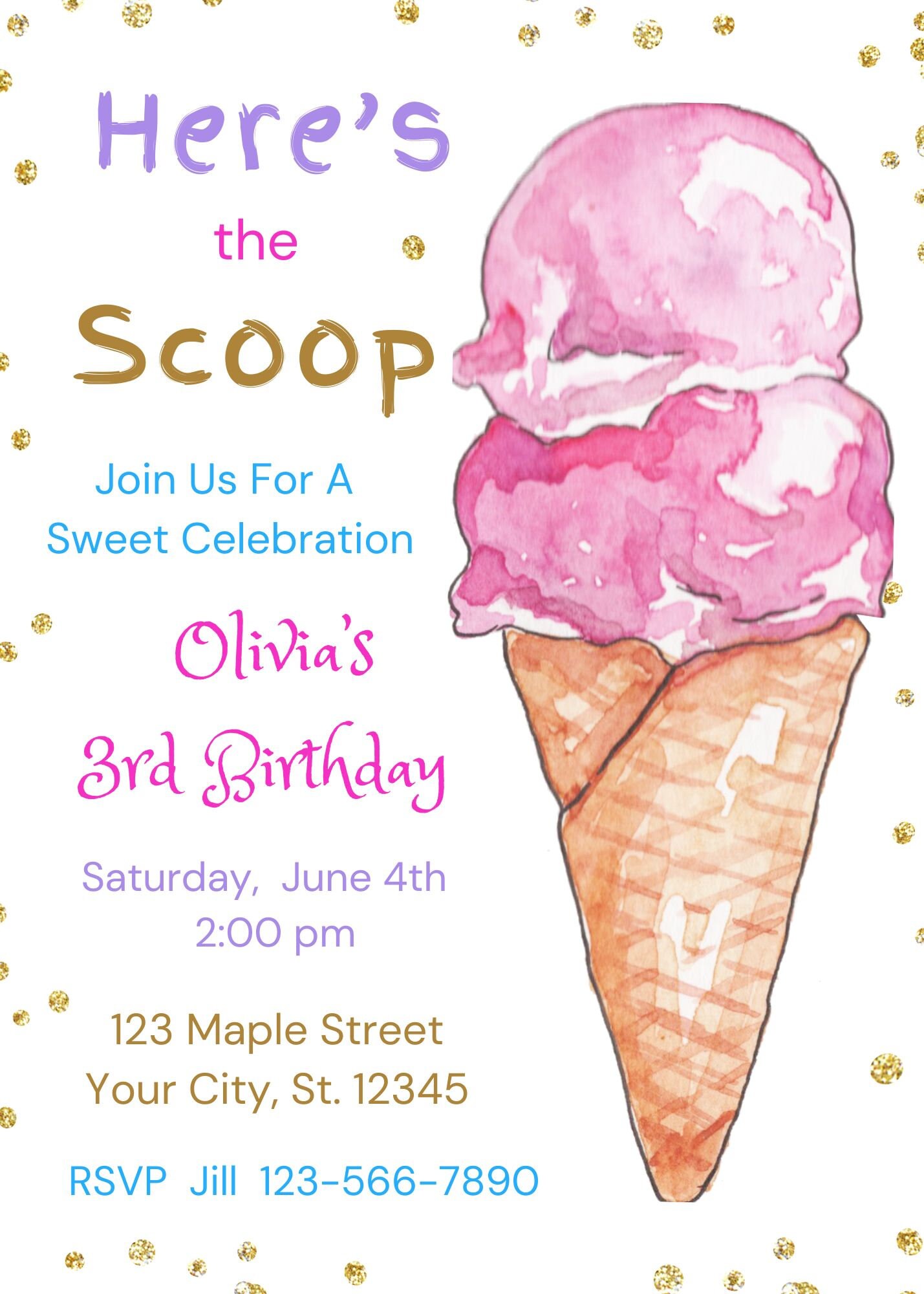 Ice Cream Birthday Invitation Template Ice Cream Social Party Here's ...