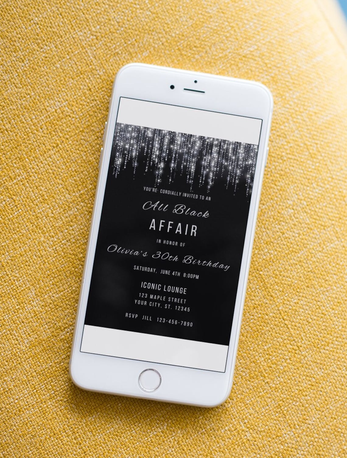 Editable All Black Affair Invitation All Black Party Invitation Black ...