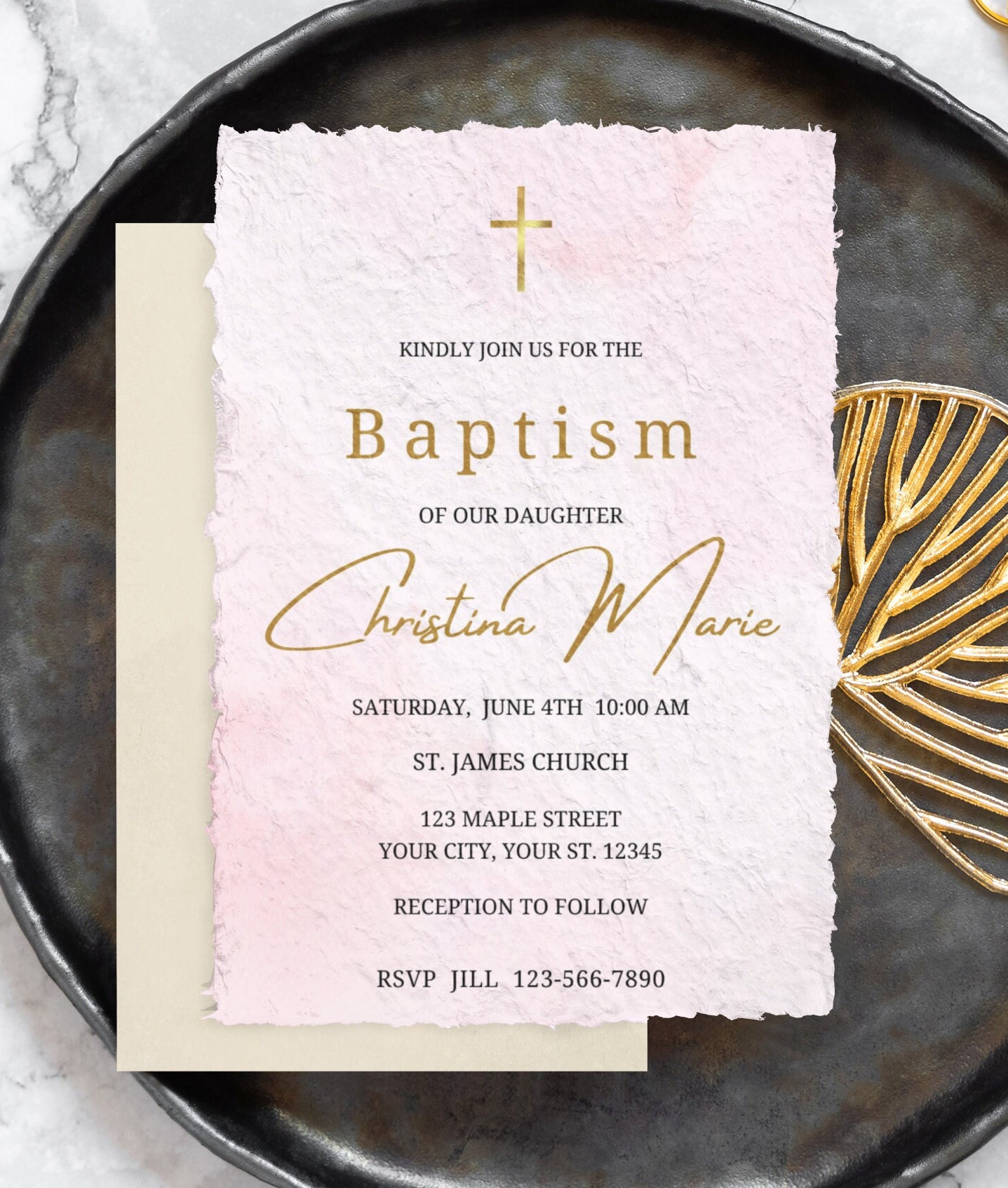 Editable Girl Baptism Invitation Template Girl Baptism Invite Pink ...