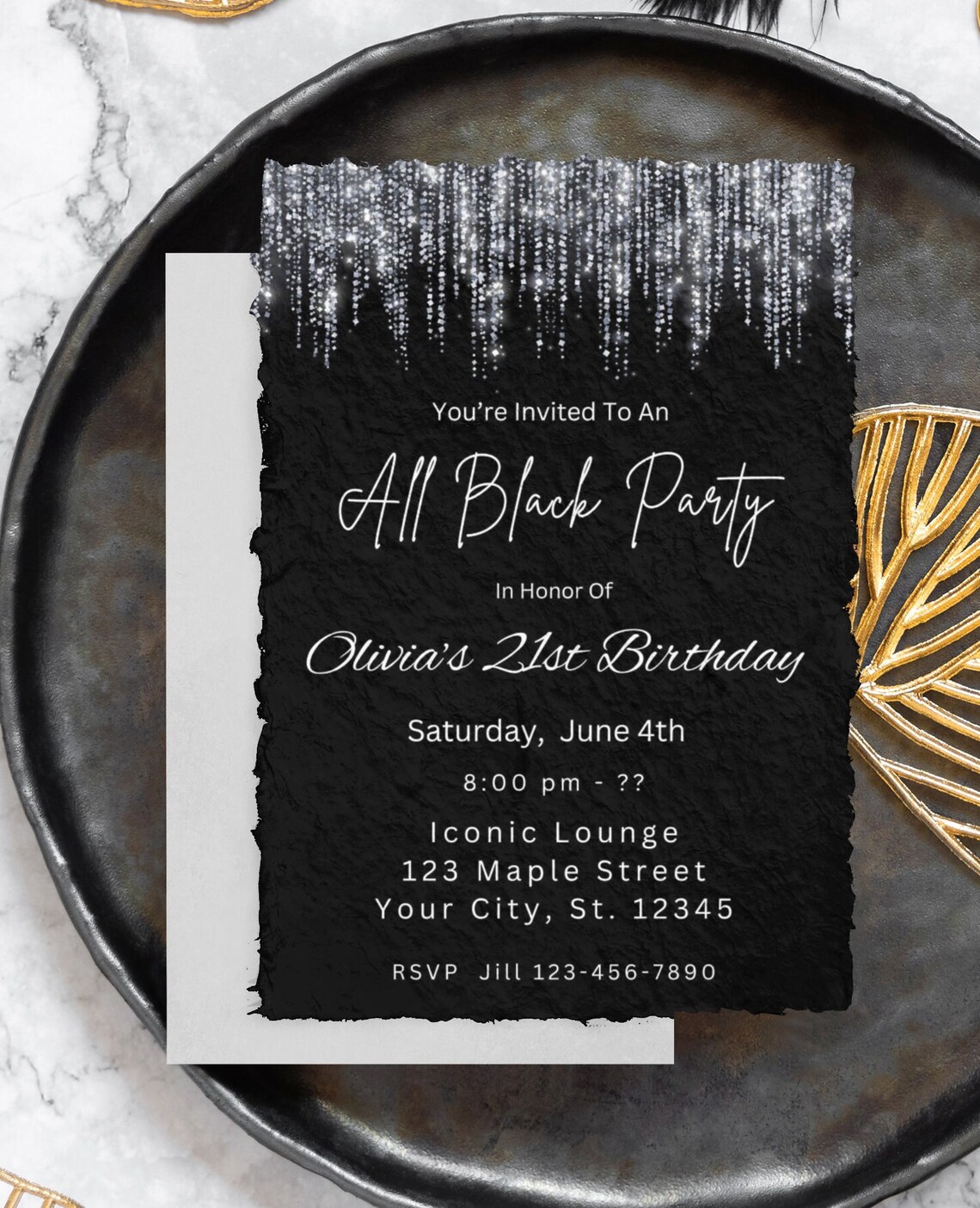 Editable All Black Affair Invitation All Black Party Invitation Black ...