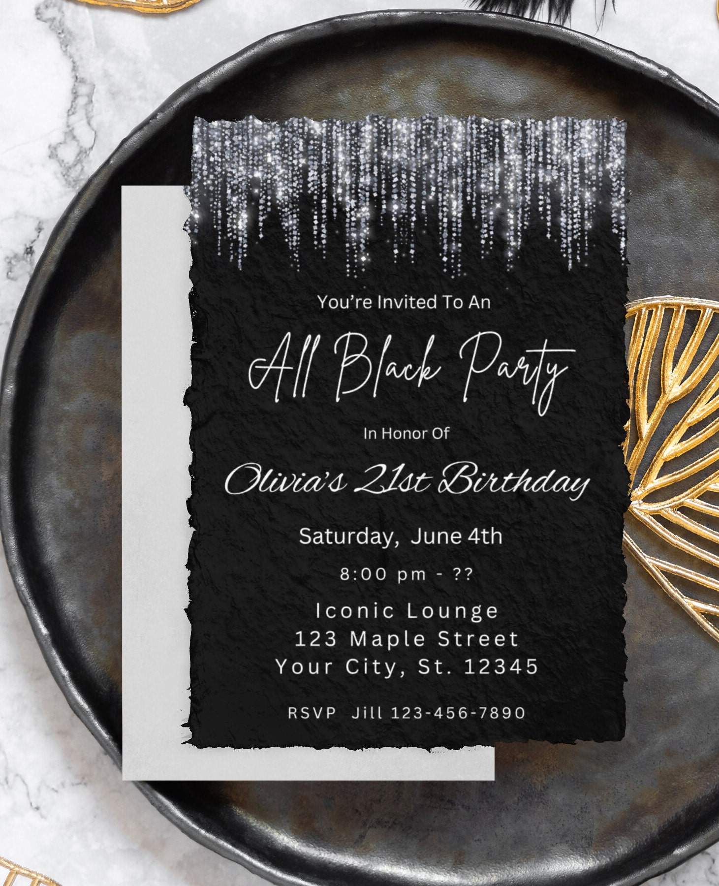 Editable All Black Affair Invitation All Black Party Invitation Black ...