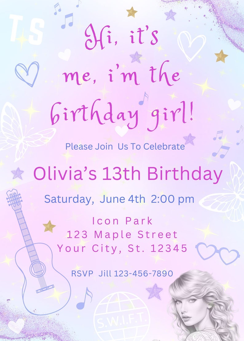 Swiftie Invitation Swiftie Birthday Invitation Swiftie Party Invitation ...