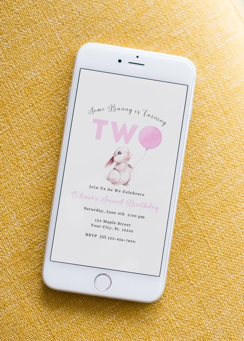 Editable Second Birthday Invitation Template Some Bunny Birthday ...