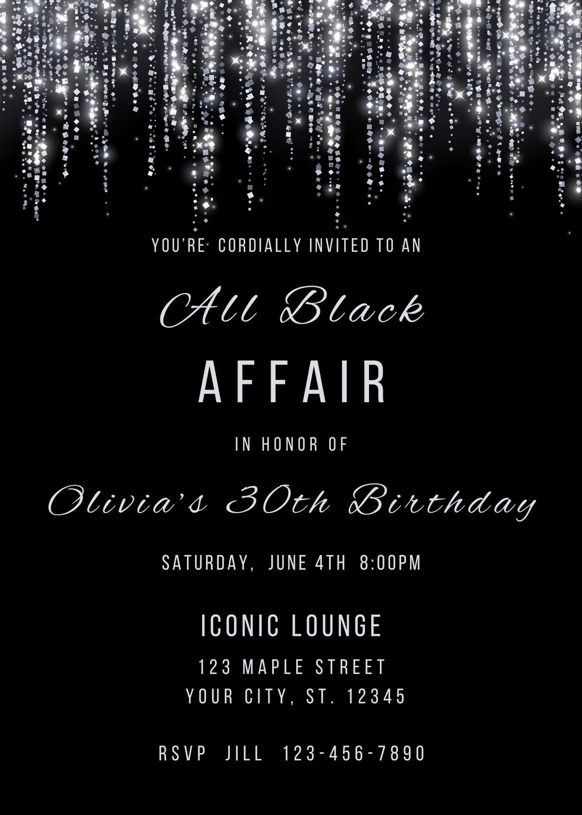 Editable All Black Affair Invitation All Black Party Invitation Black ...
