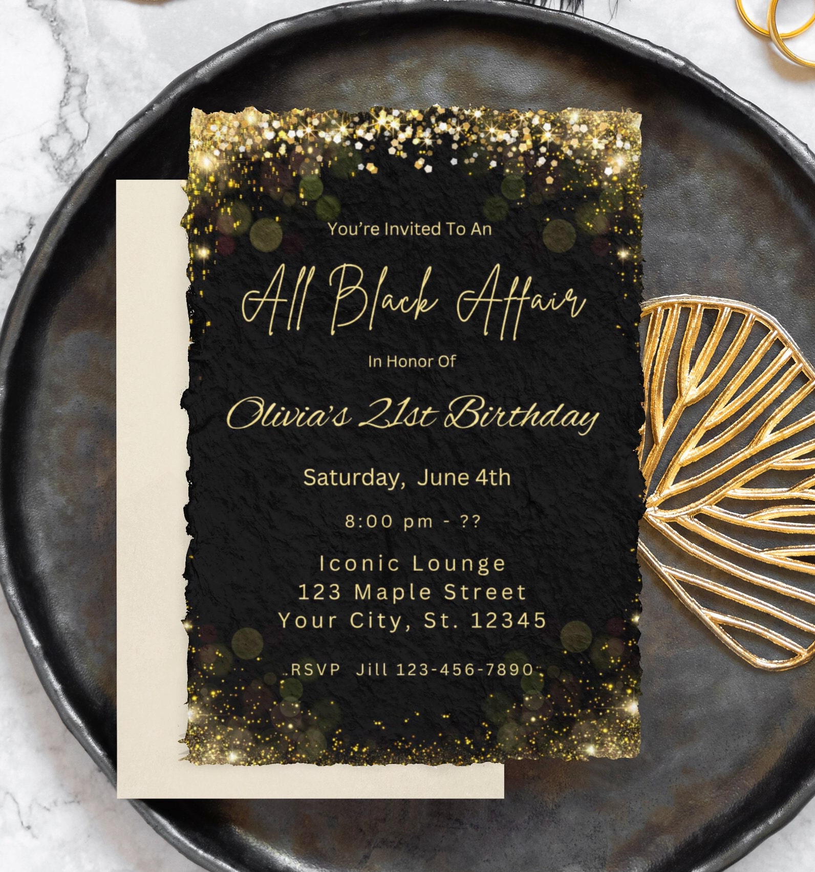 Editable All Black Affair Invitation All Black Party Invitation Black ...
