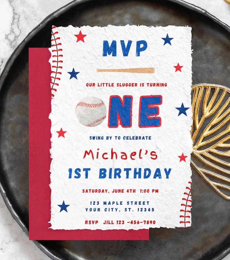 Baseball First Birthday Invitation Template Rookie of the Year Invite ...