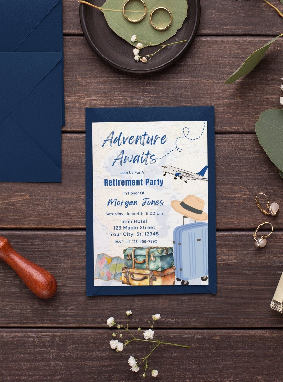 Travel Retirement Invitation Template Editable Adventure Awaits ...