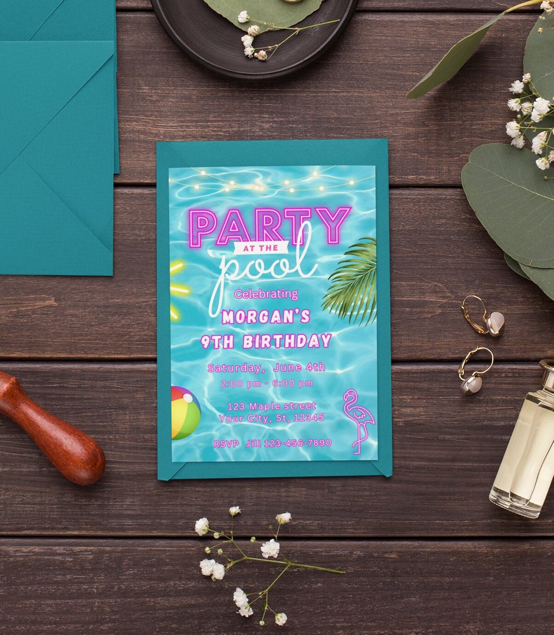 Pool Party Invitation Pool Party Birthday Invitation Editable Pool ...