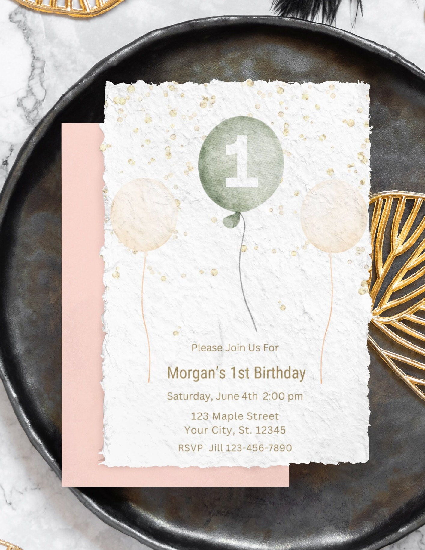 Editable 1st Birthday Invitation Template Balloons First Birthday ...
