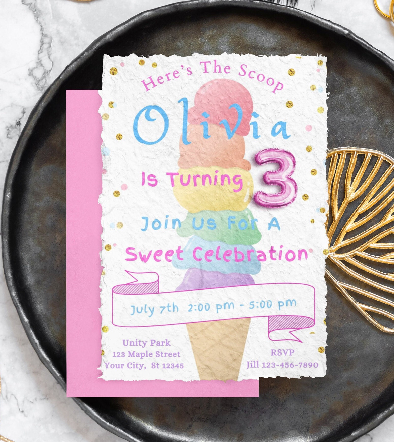 Editable Ice Cream Birthday Invitation Template Kids Birthday Party ...
