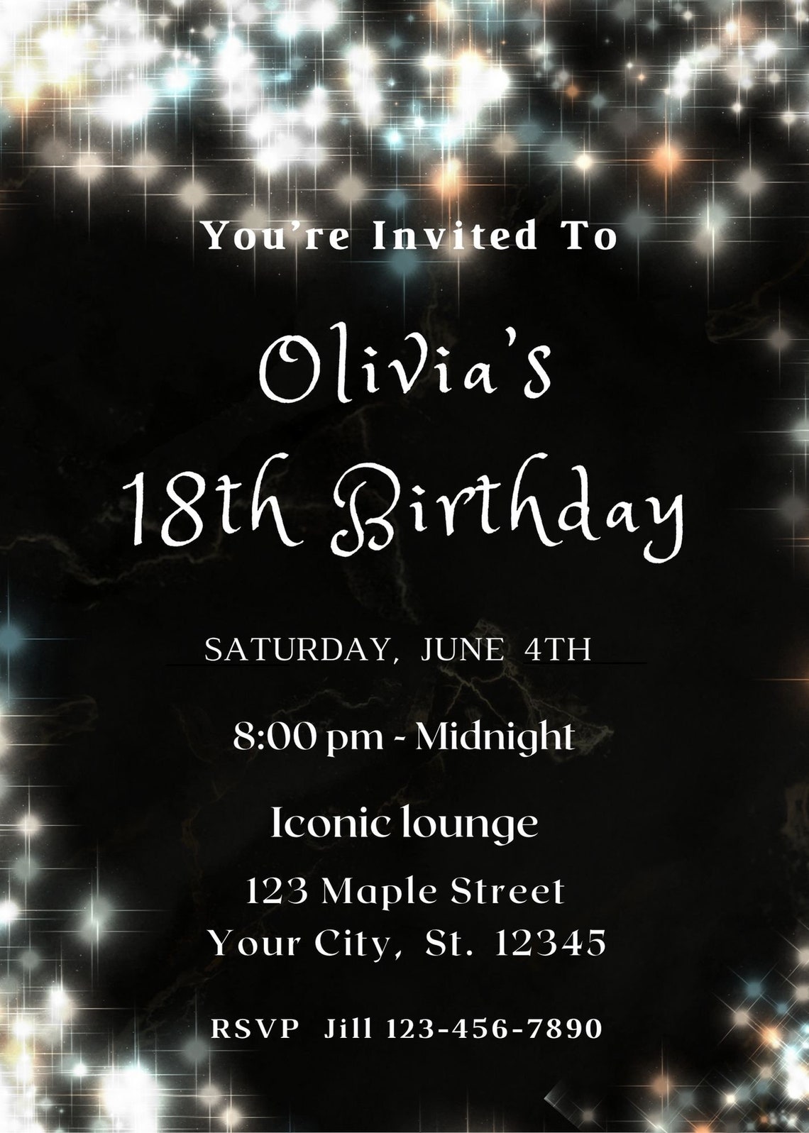Editable 18th Birthday Invitation Template Silver and Black Invitation ...