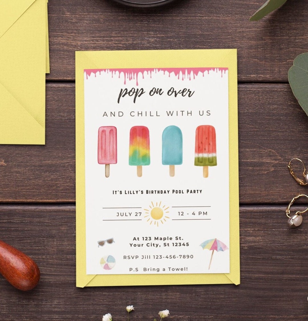 Editable Popsicle Birthday Invitation Template Popsicle Birthday Invite ...