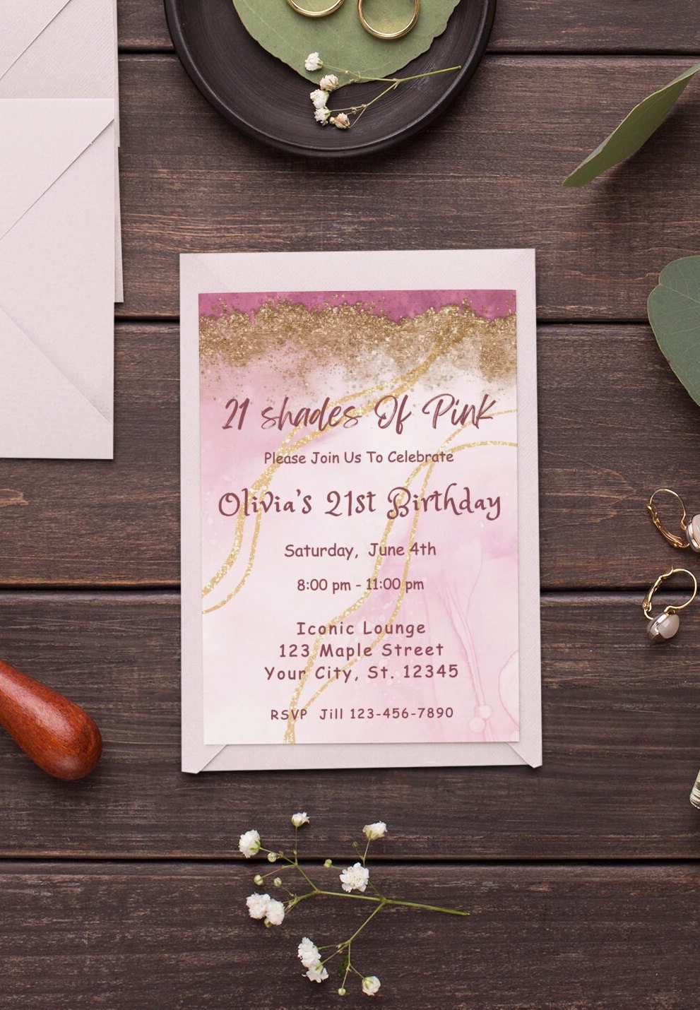 Editable Pink Birthday Invitation Template Shades of Pink Invitation ...