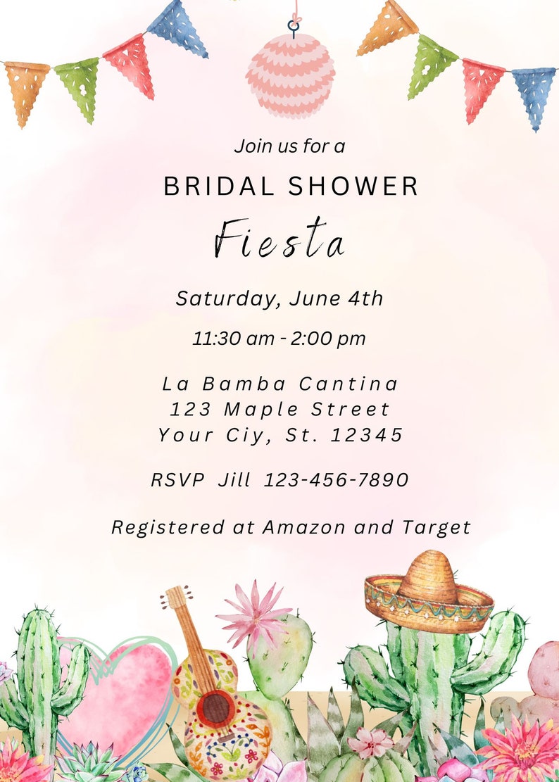 Editable Fiesta Bridal Shower Invitation Template Taco 'bout Love ...