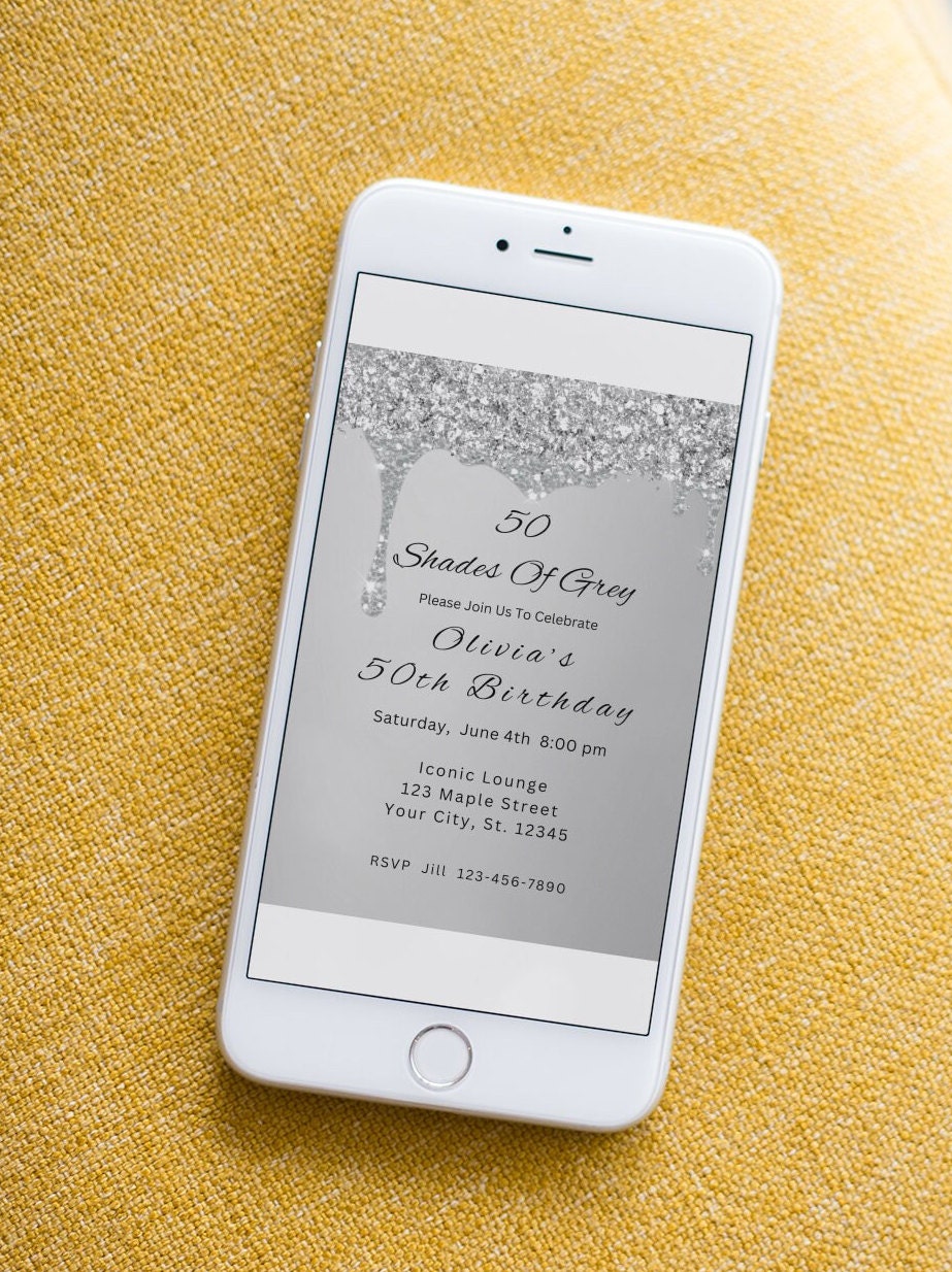 Editable 50th Birthday Invitation Template Silver Birthday Invitation ...