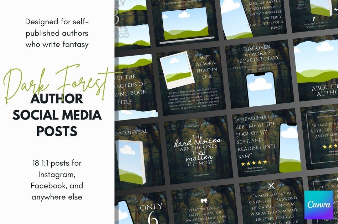 Fantasy Author Canva Social Media Templates - Editable Canva Files for ...