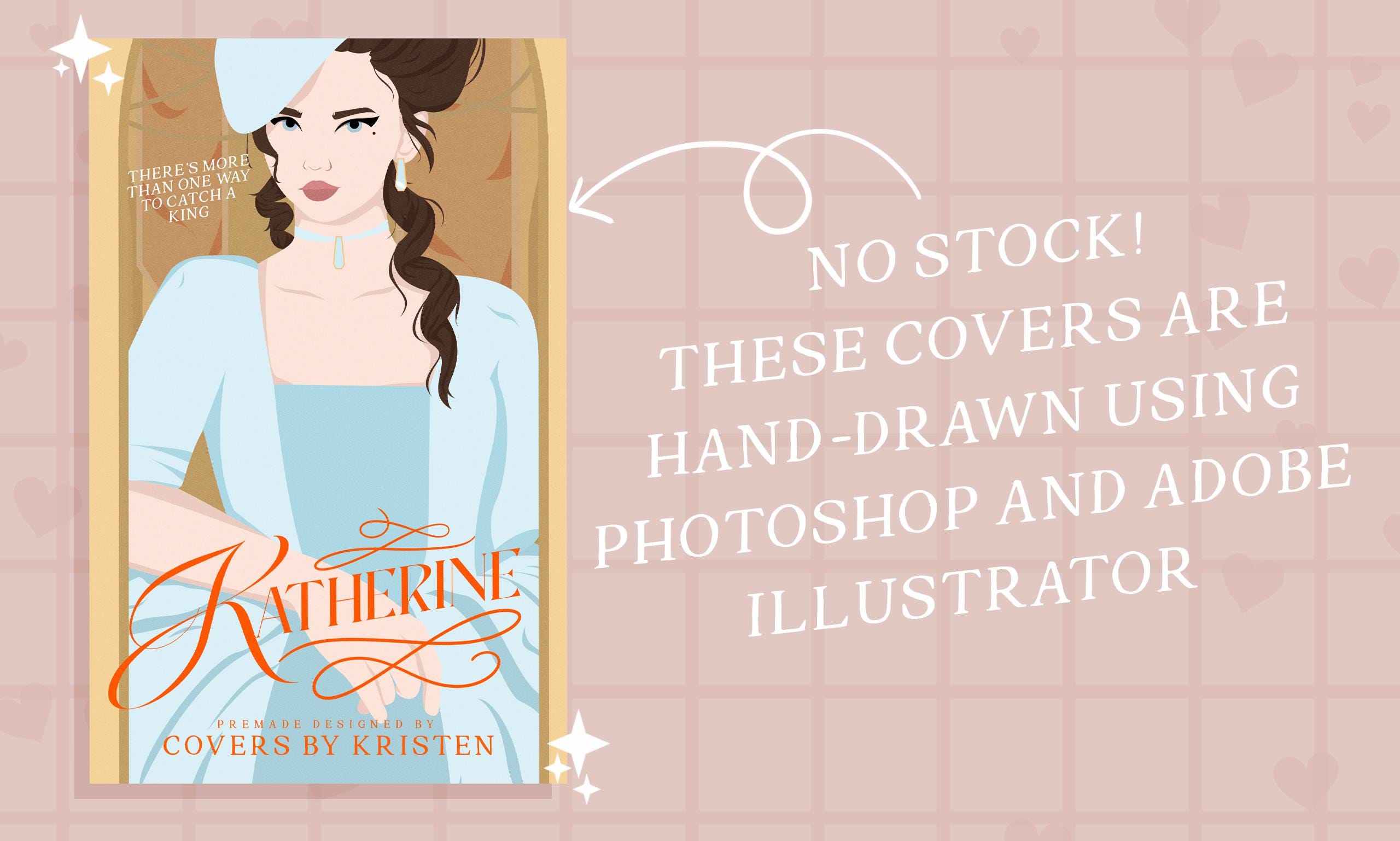 CUSTOM Hand-drawn Vector Illustrated Book Cover Design, Romance Book ...