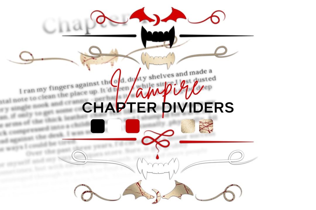 Premade Vampire Romance Author Chapter Dividers Pngs, Five Colour ...