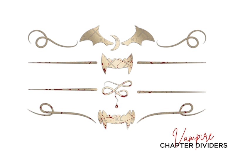 Premade Vampire Romance Author Chapter Dividers Pngs, Five Colour ...