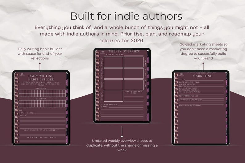 Writer's Planner 2026, Indie Author Planner for Marketing, Book Launch ...