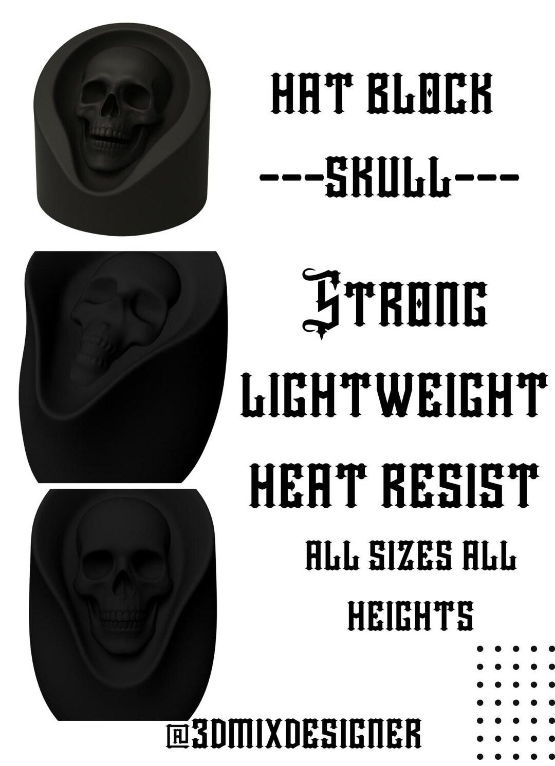 Hat Block Skull Style Handcrafted Shapes for Unique and Personalized ...