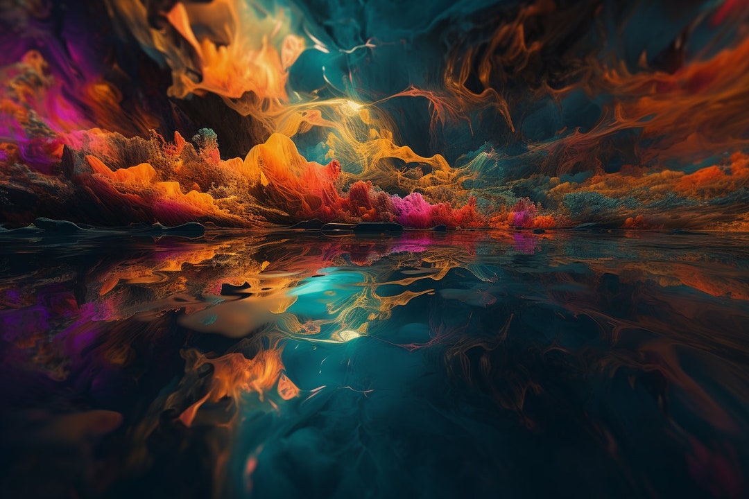 Vibrant Psychedelic Water Reflections - Etsy