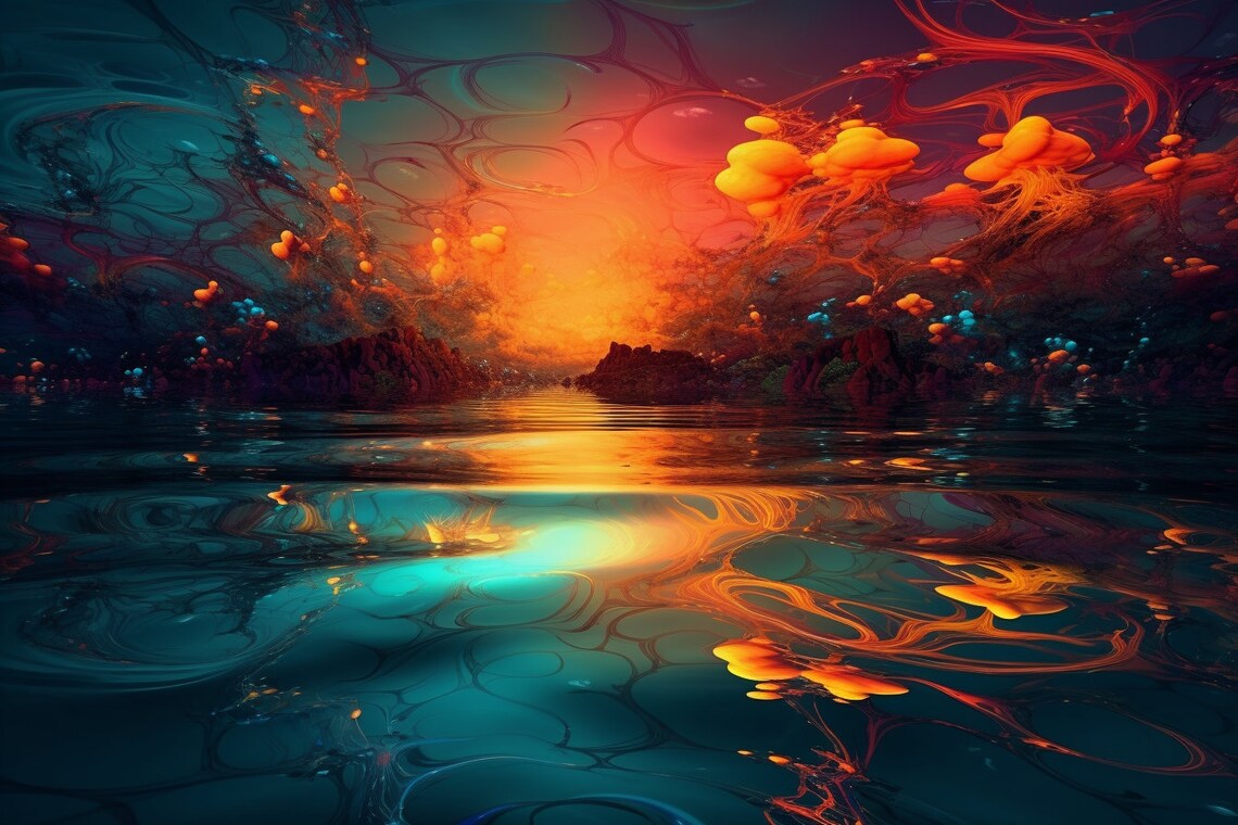 Vibrant Psychedelic Water Reflections - Etsy
