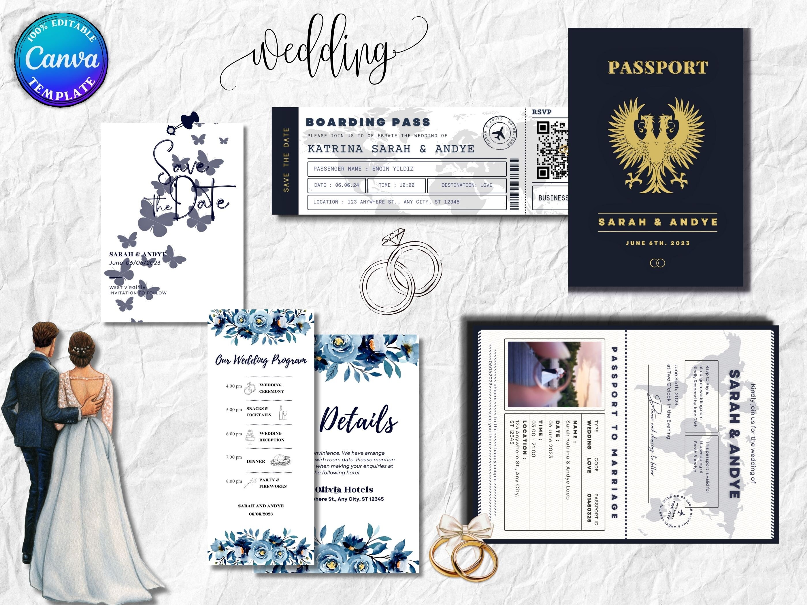 Destination Wedding Invitation, Boarding Pass Invitation, Printable ...