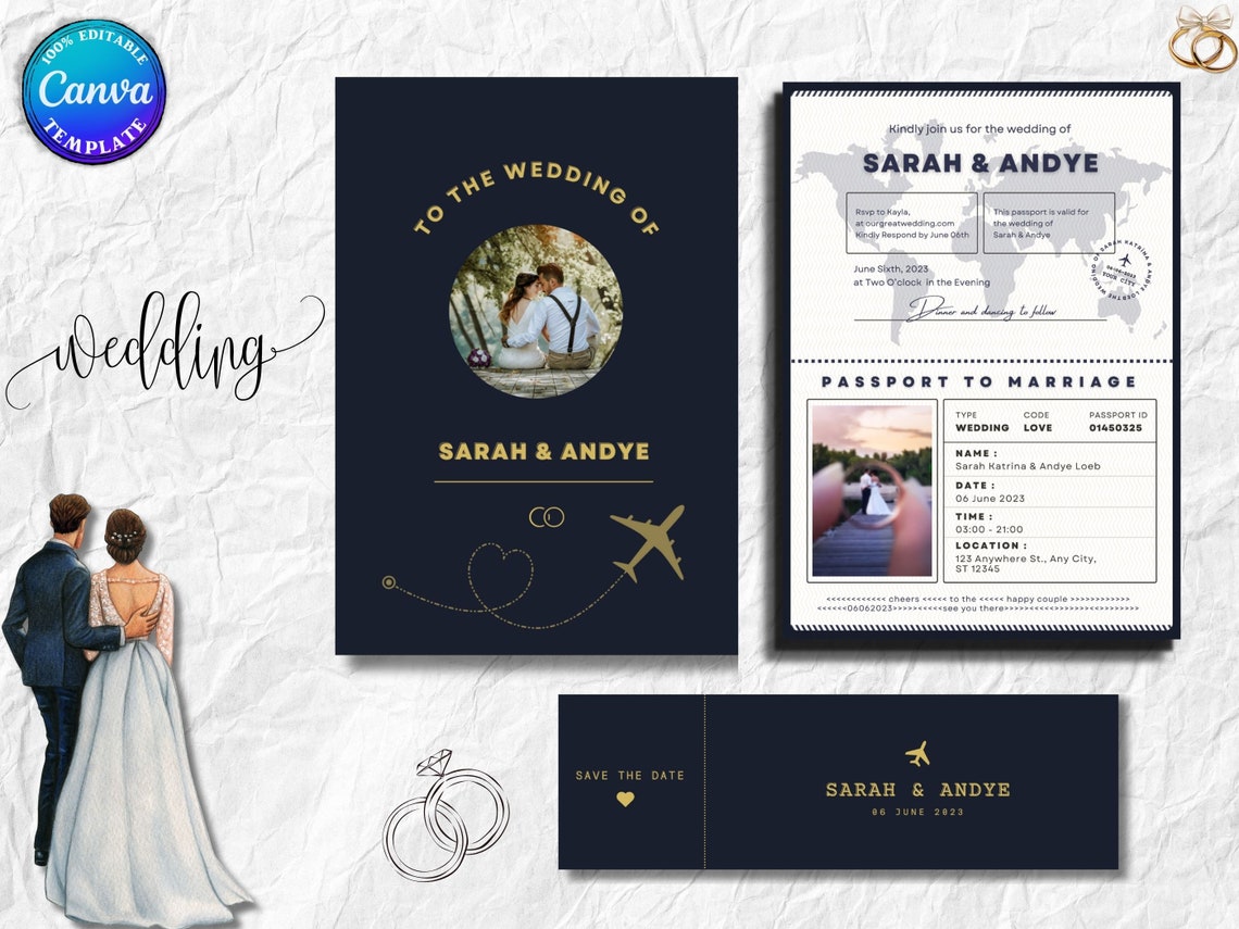 Destination Wedding Invitation, Boarding Pass Invitation, Printable ...