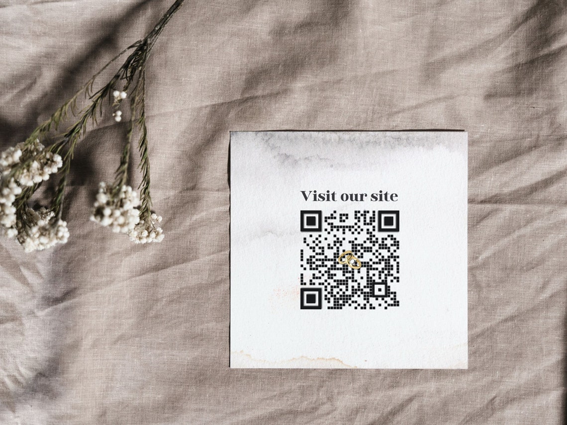 Wedding Invitation QR Code Template, Digital Printable Editable Wedding ...