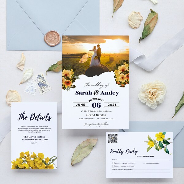 Wedding Invitation QR Code Template, Digital Printable Editable Wedding ...