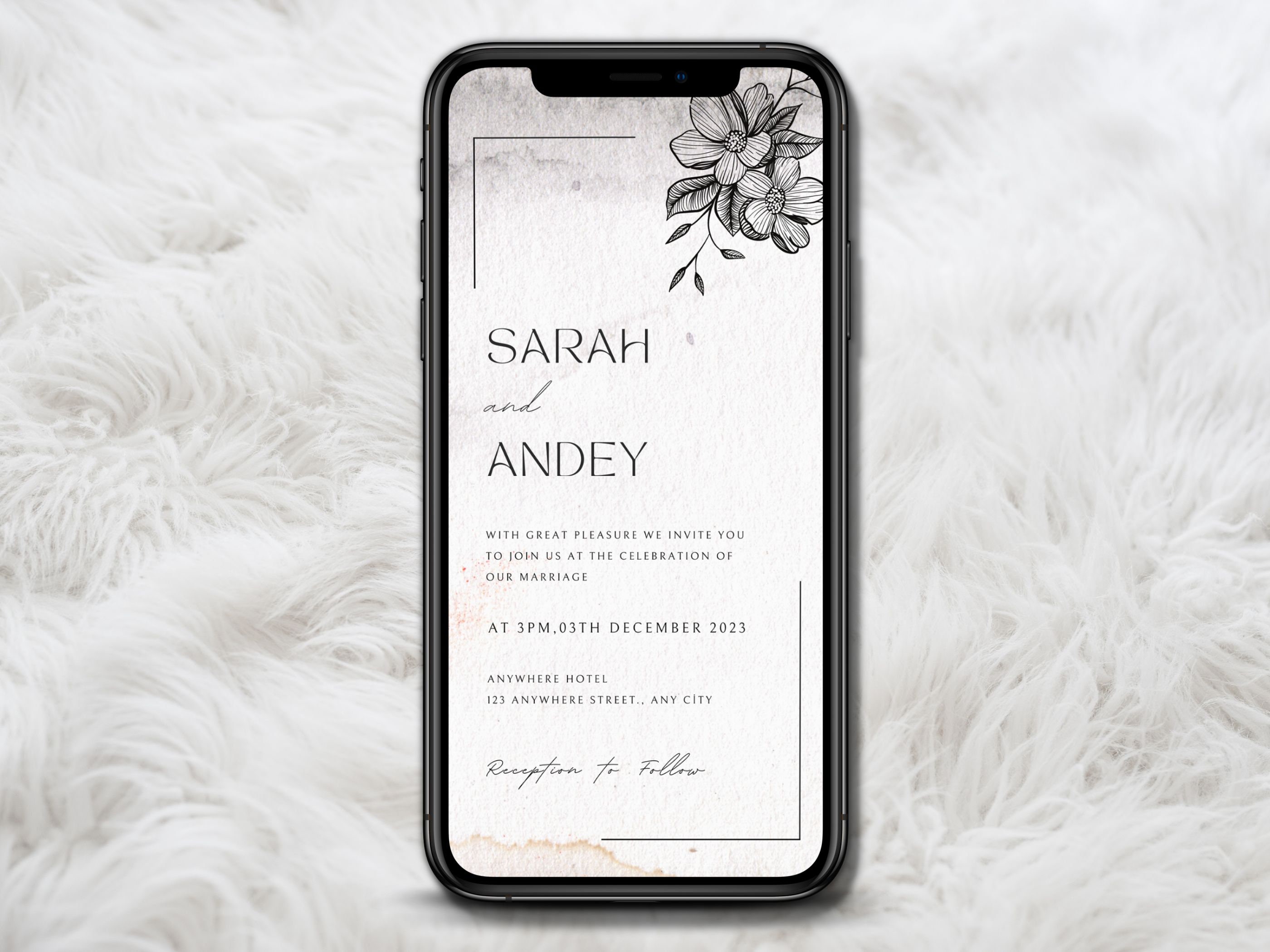 Minimalist Digital Wedding Invitation Template Suite, Electronic ...