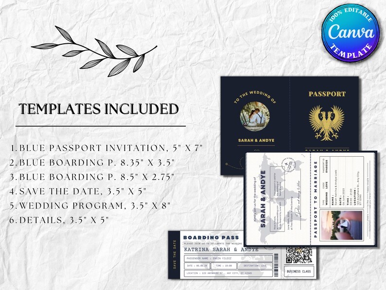 Destination Wedding Invitation, Boarding Pass Invitation, Printable ...