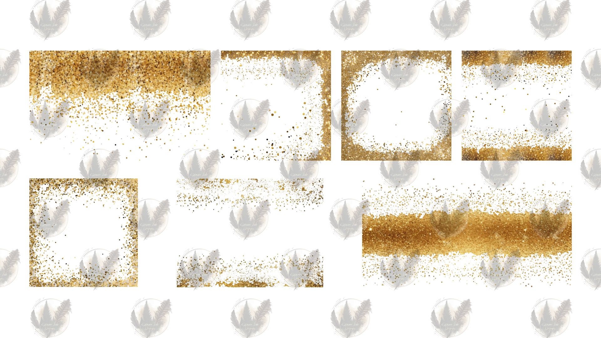 Gold Glitter Borders Clipart, Gold Glitter Png Overlays, Clip Art Gold ...