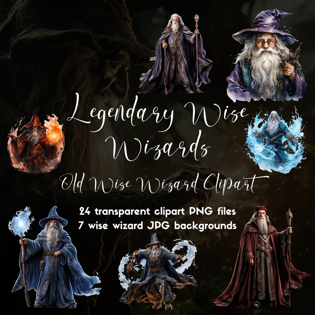 Legendary Wise Old Wizard Clipart, 24 Transparent Pngs and 7 Bonus ...