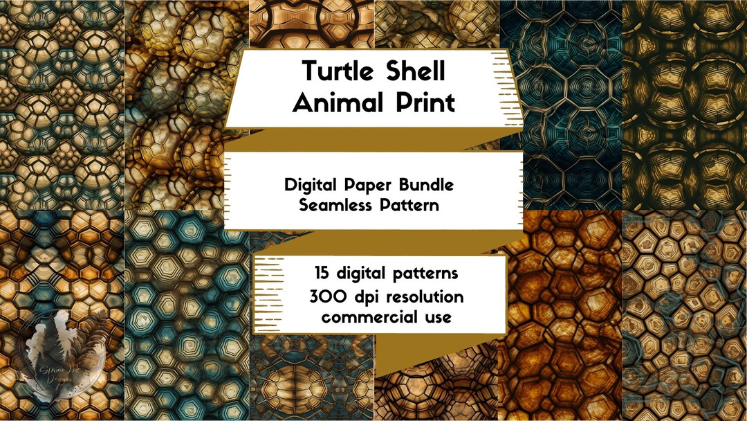 Turtle Shell Animal Print Digital Paper Pack of 15 Textures, Seamless Turtle Shell Patterns ...