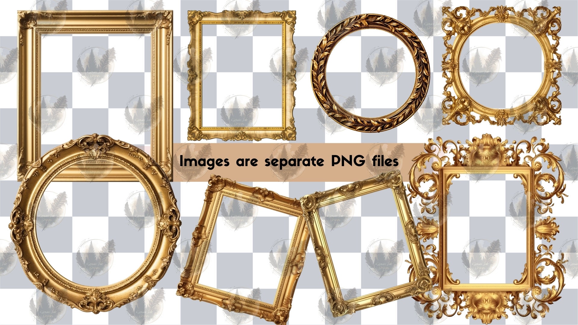 Gold Picture Frame Clipart, Digital Gold Old Painting Frame, Vintage ...