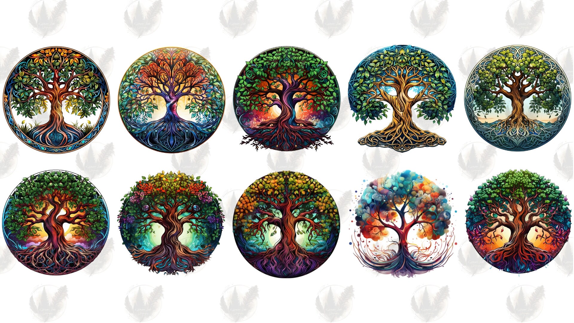 Celtic Spirit Tree of Life Fantasy Nature Graphic Elements Clipart, 20 ...