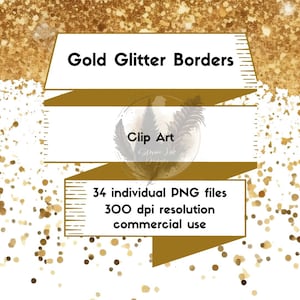 Gold Glitter Borders Clipart, Gold Glitter Png Overlays, Clip Art Gold ...