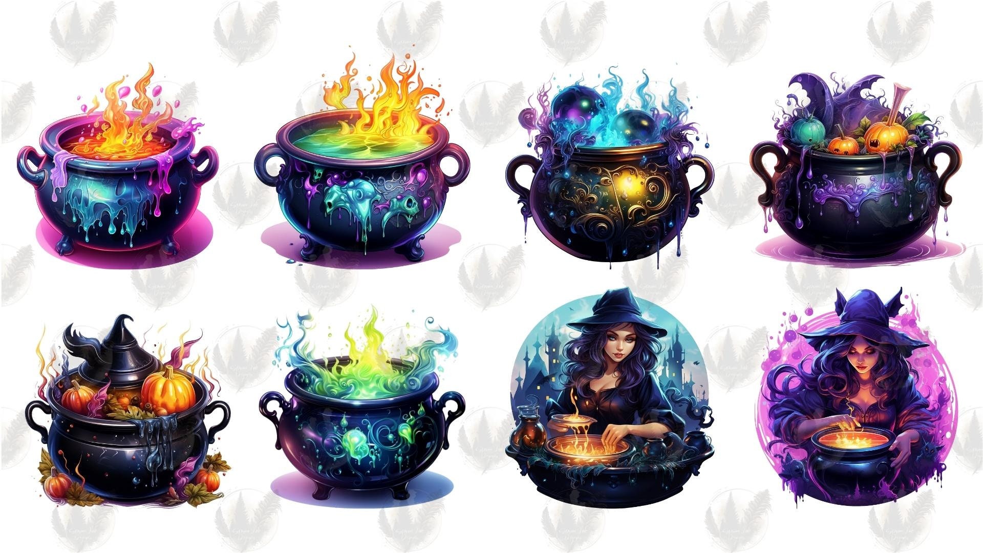 Witch's Cauldrons Fantasy Brews Potions and Elixirs Magic Clipart, 24 ...